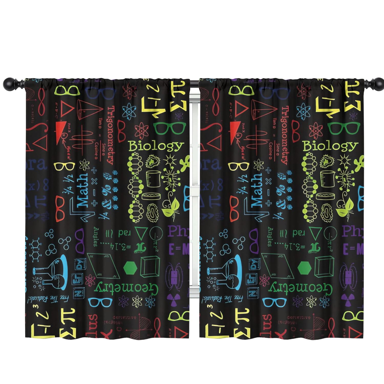 Blackout Kids Curtains,Math Equations Academic Subjects Black Pattern ...