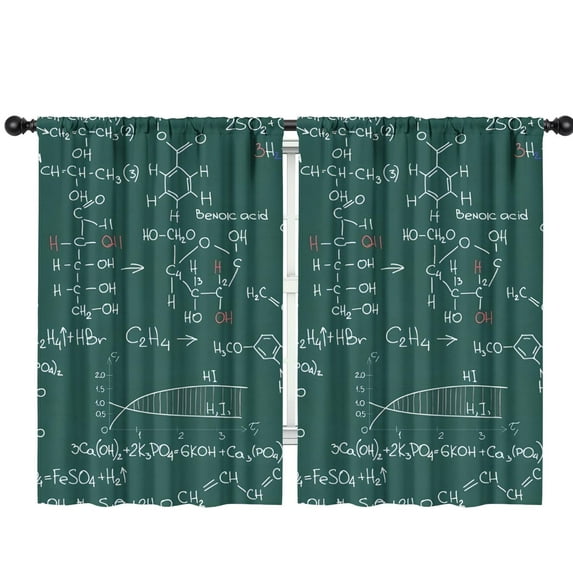 Blackout Kids Curtains,Math Equations Chemistry Reactions Green Pattern ...