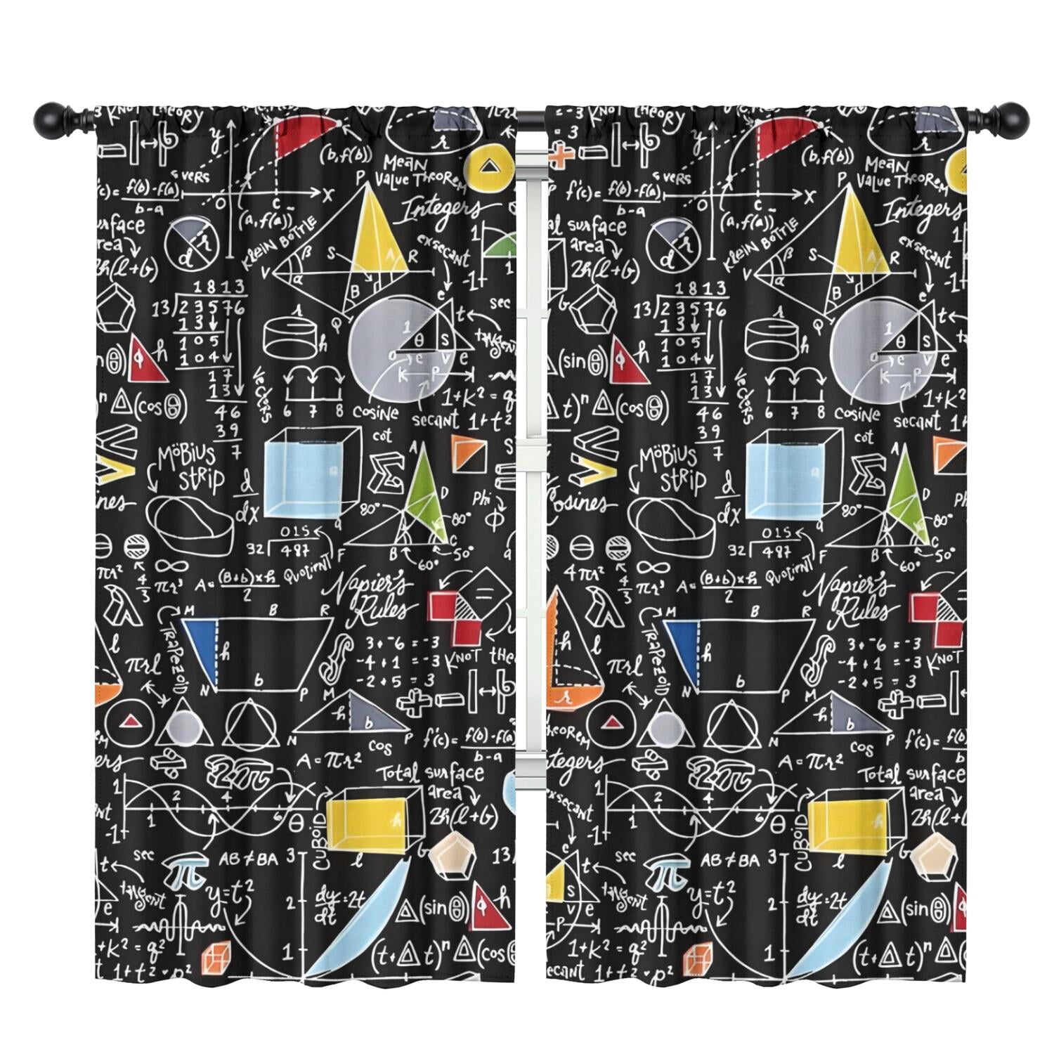 Blackout Kids Curtains,Math Equations Colorful Doodles Black Pattern ...