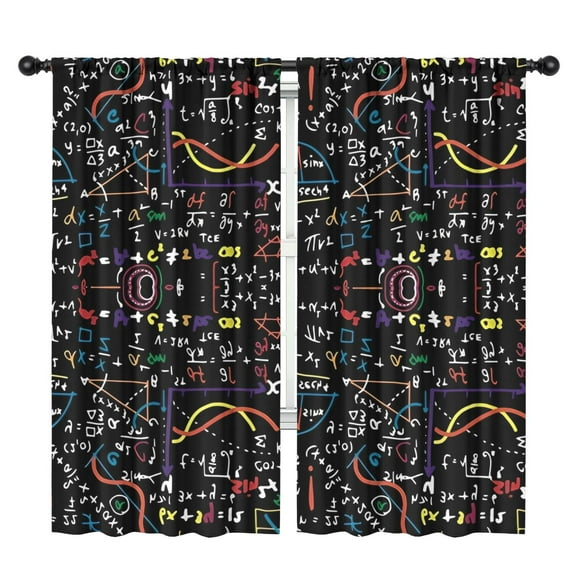 Blackout Kids Curtains,Math Equations Colorful Math Symbols Black ...