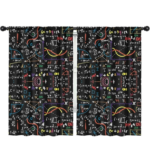 Blackout Kids Curtains,Math Equations Colorful Math Symbols Black ...