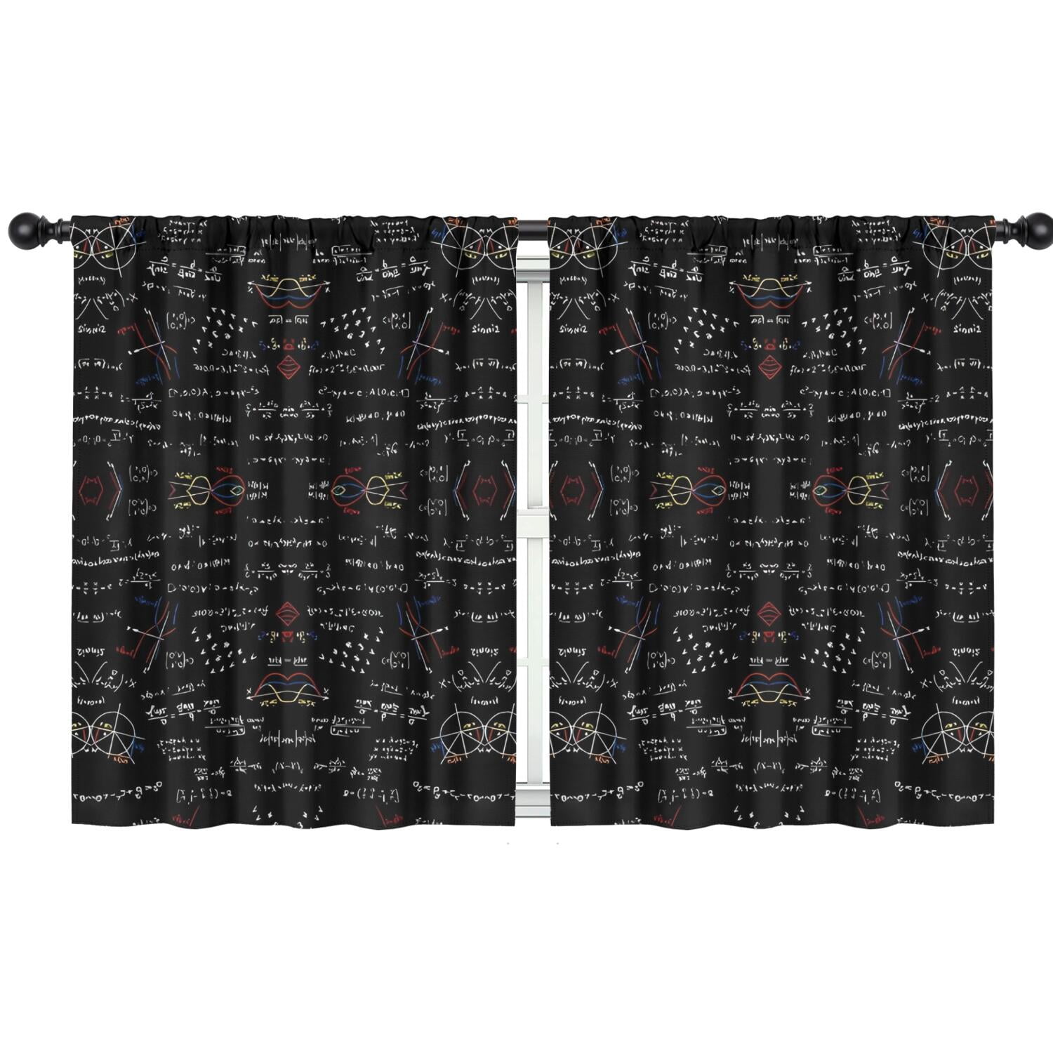 Blackout Kids Curtains,Math Equations Colorful Numbers Black Pattern ...