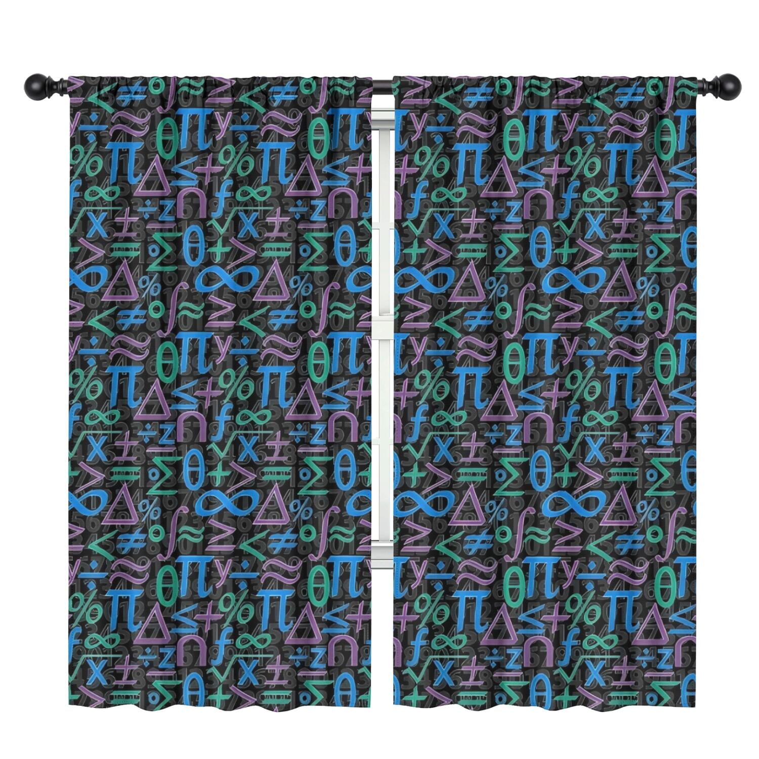 Blackout Kids Curtains,Math Equations Colorful Symbols Pattern ...