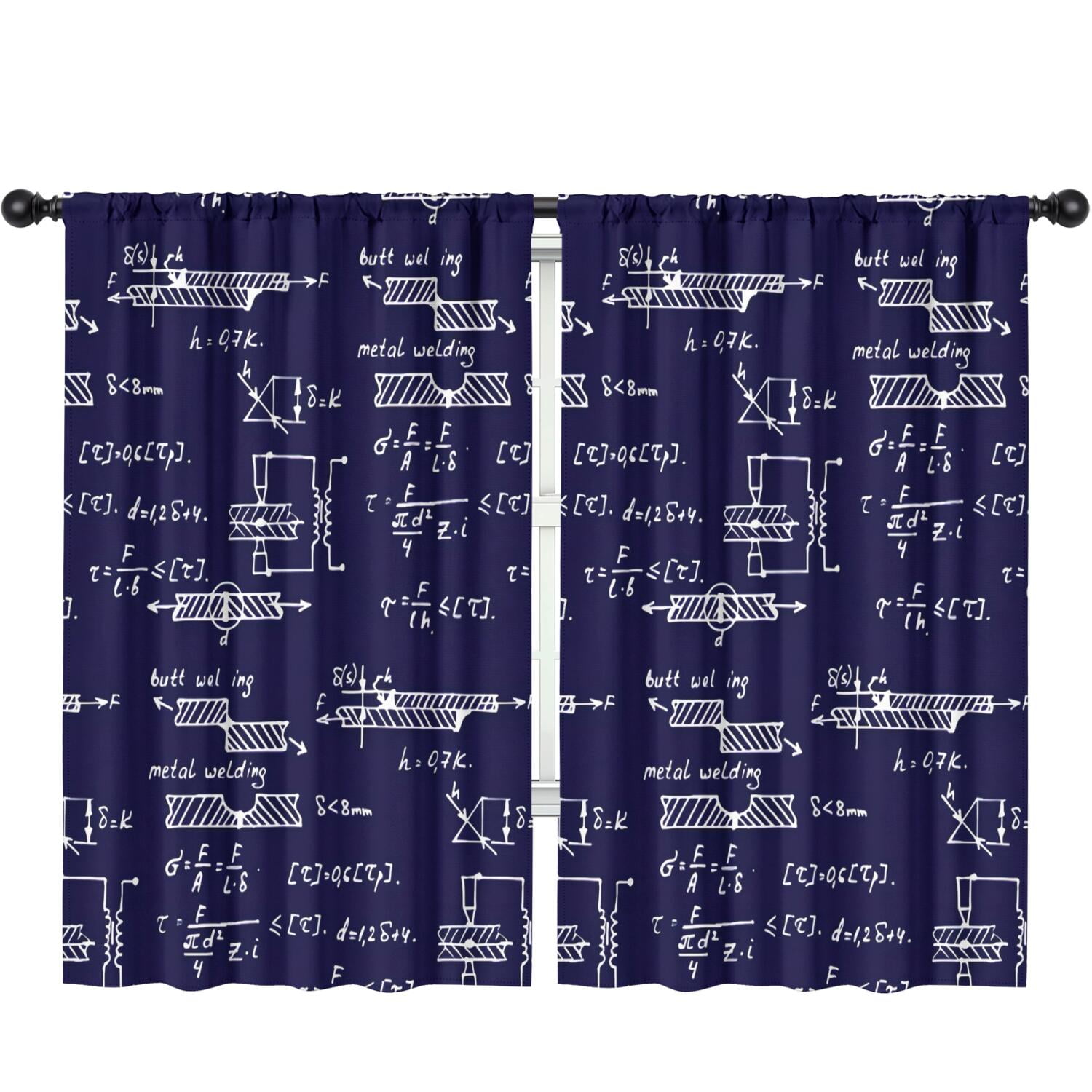 Blackout Kids Curtains,Math Equations Engineering Diagrams Navy Pattern ...