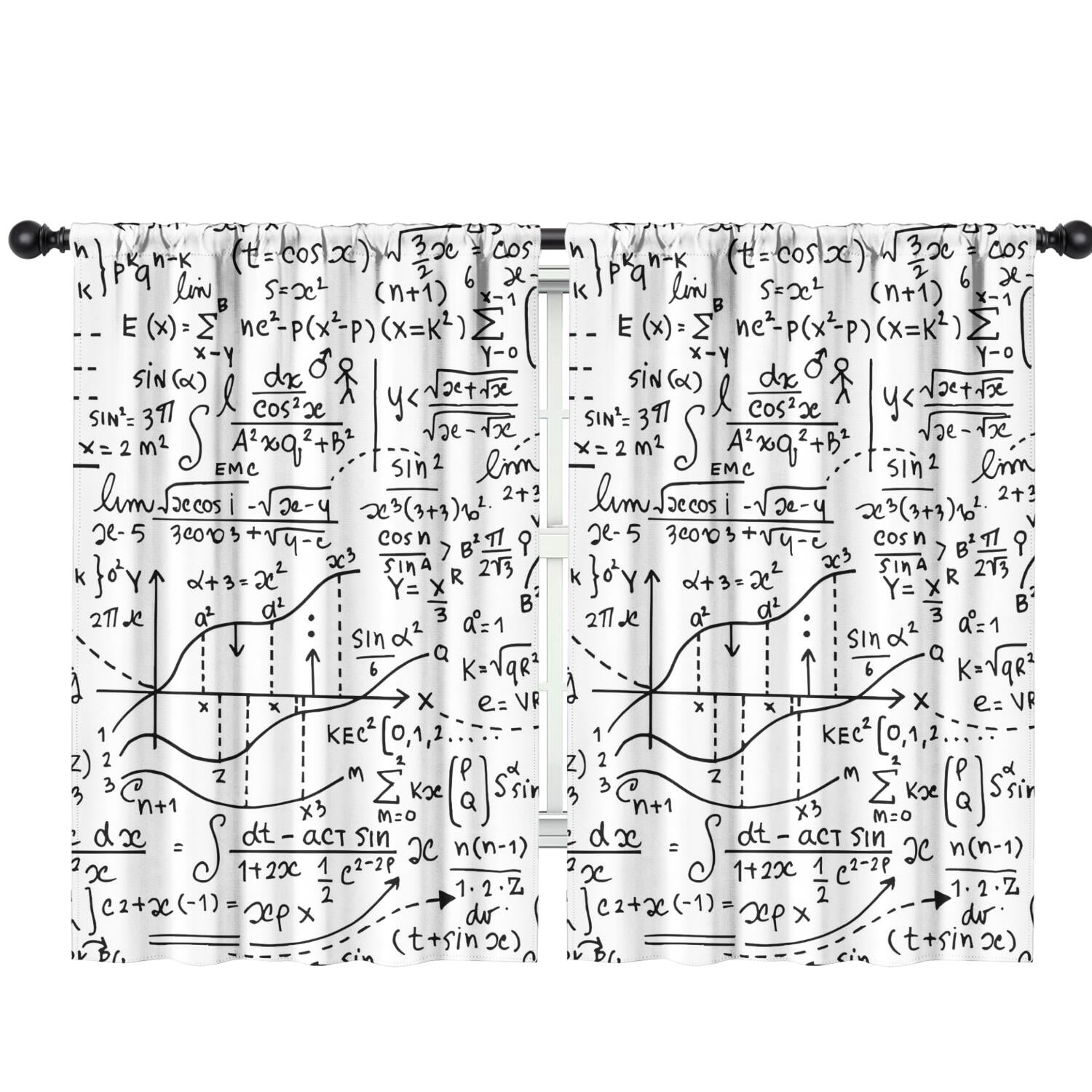 Blackout Kids Curtains,Math Equations Geometry Icons White Pattern ...