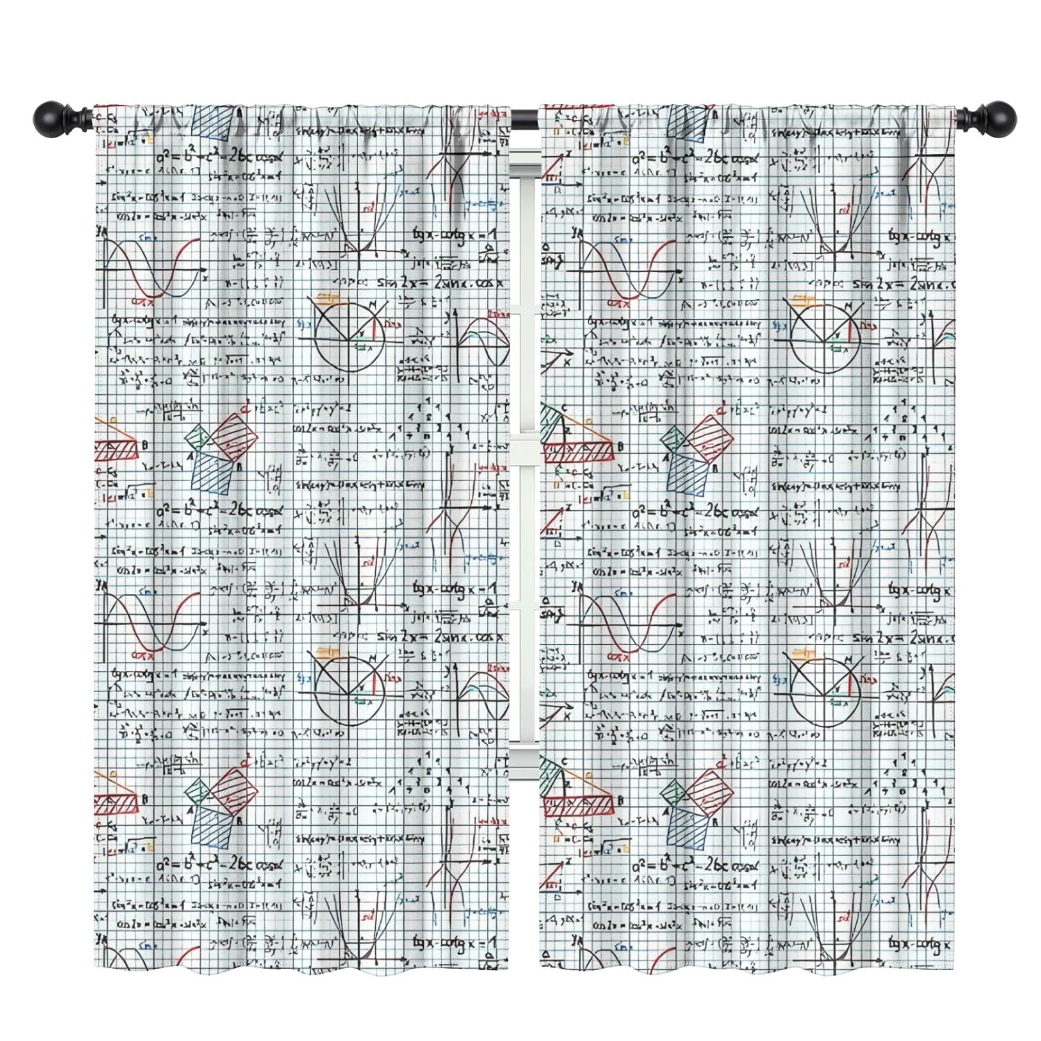 Blackout Kids Curtains,Math Equations Grid Formulas Pattern Childrens ...