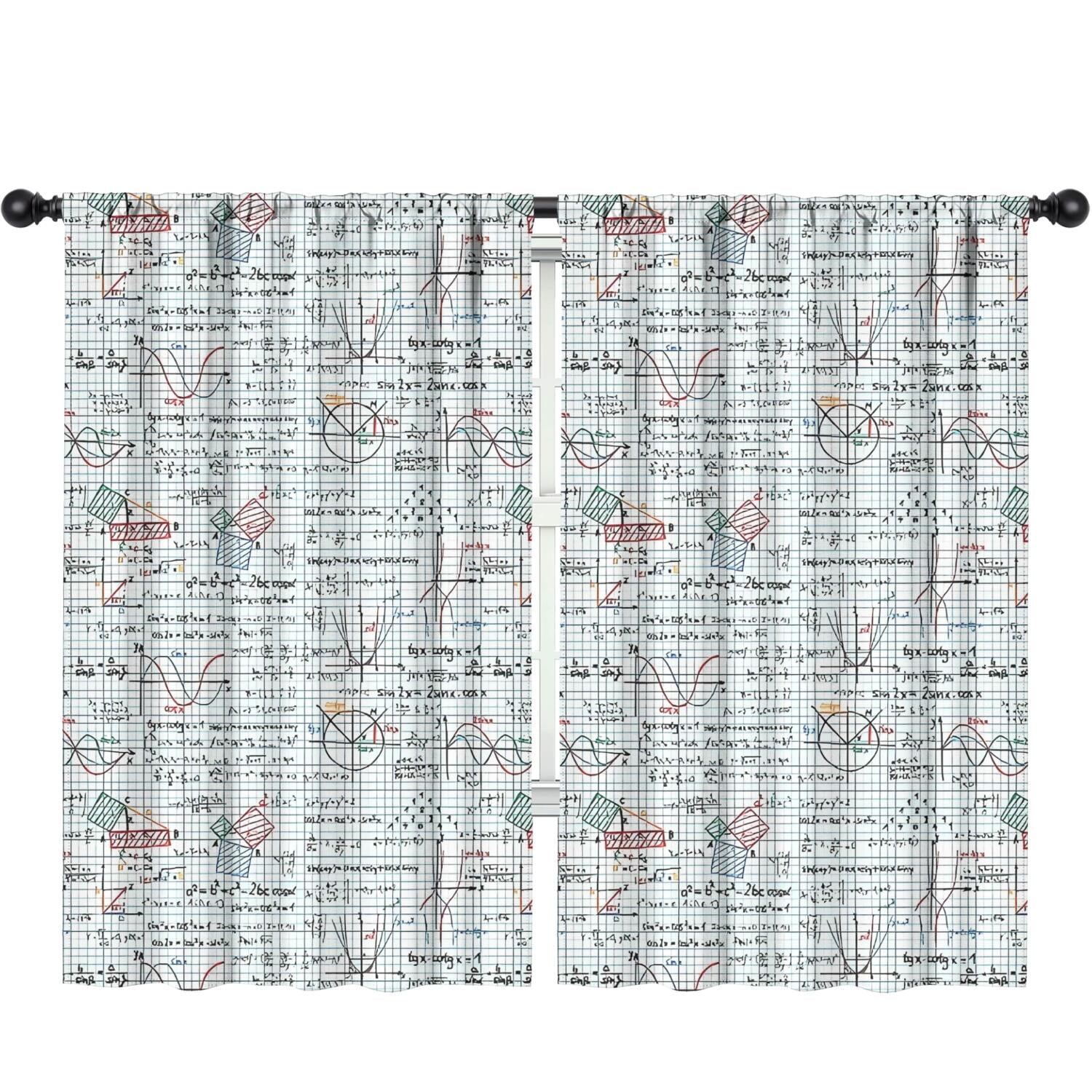 Blackout Kids Curtains,Math Equations Grid Formulas Pattern Childrens ...
