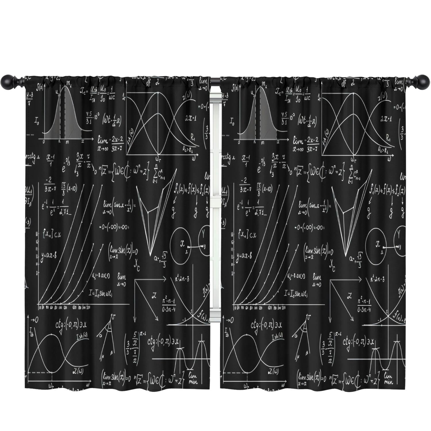 Blackout Kids Curtains,Math Equations Symbols Black Pattern Childrens ...