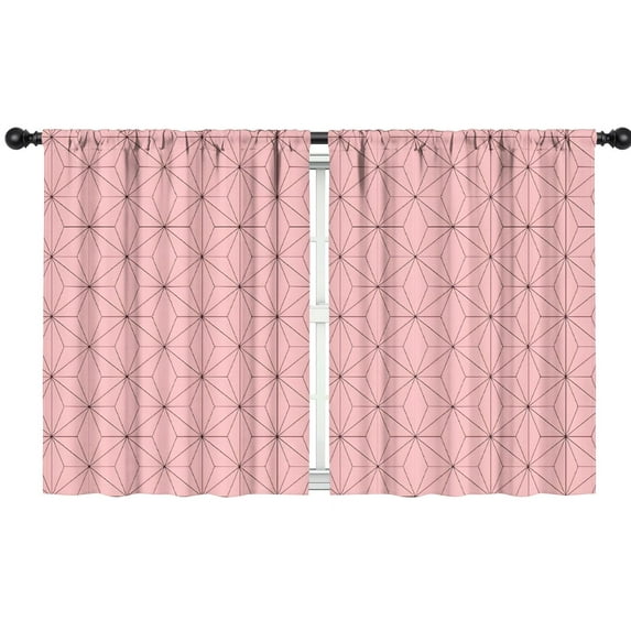 Blackout Kids Curtains,Pink Geometric Lattice Pattern Childrens ...