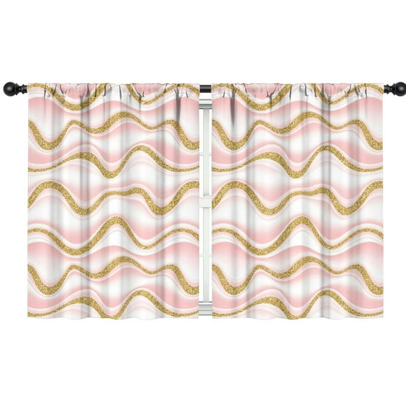 Blackout Kids Curtains,Pink Gold Wave Marble Pattern Childrens ...