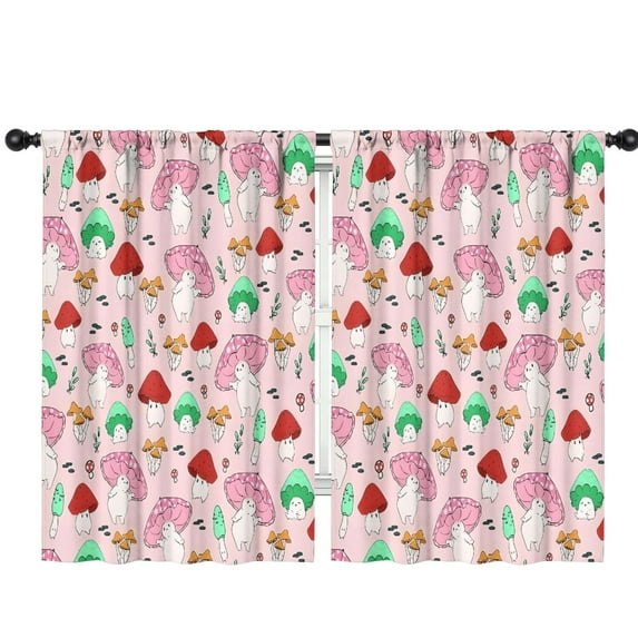 Blackout Kids Curtains,Pink Mushroom Cartoon Light Pattern Childrens ...