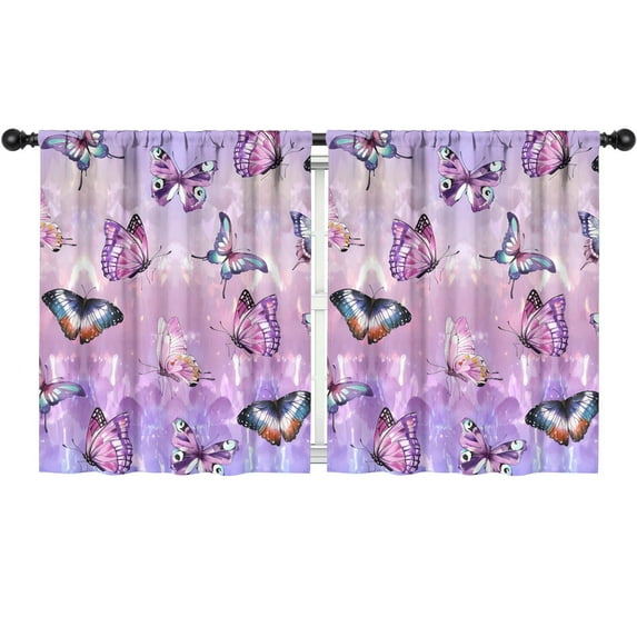 Blackout Kids Curtains,Purple Butterfly Pattern Childrens Insulated ...