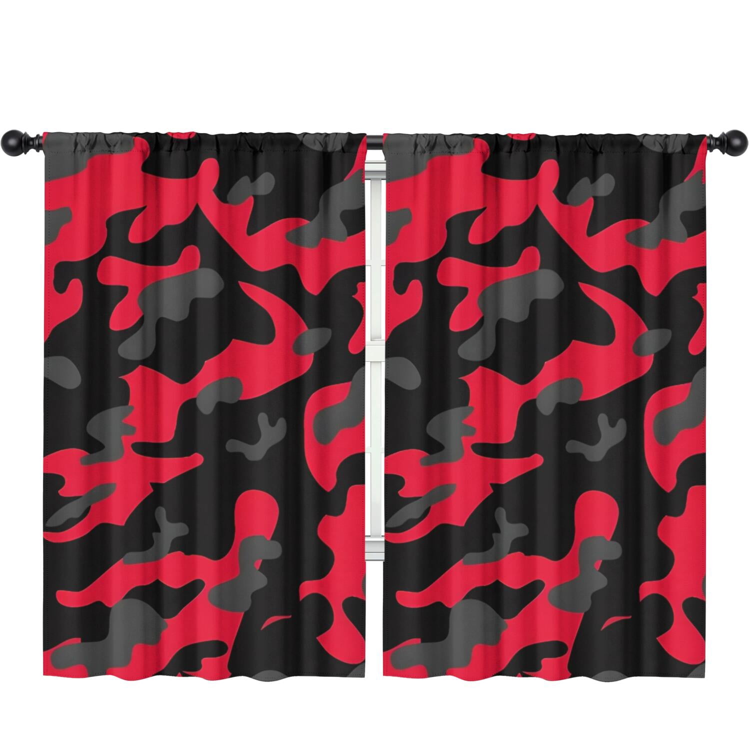 Blackout Kids Curtains,Red Black Camo Classic Pattern Childrens ...