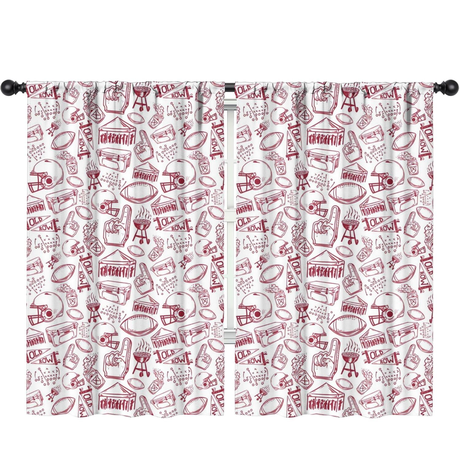 Blackout Kids Curtains,Red Football Event Elements Pattern Childrens ...
