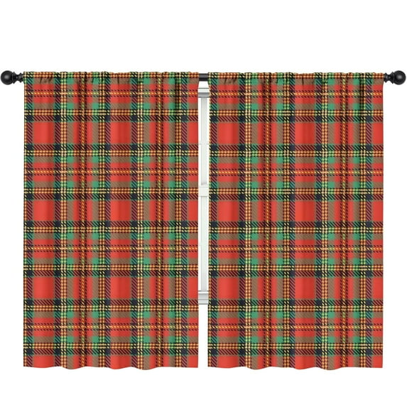 Blackout Kids Curtains,Red Green Checkerboard Checkered Pattern ...