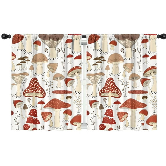 Blackout Kids Curtains,Red Mushroom Plant White Pattern Childrens ...