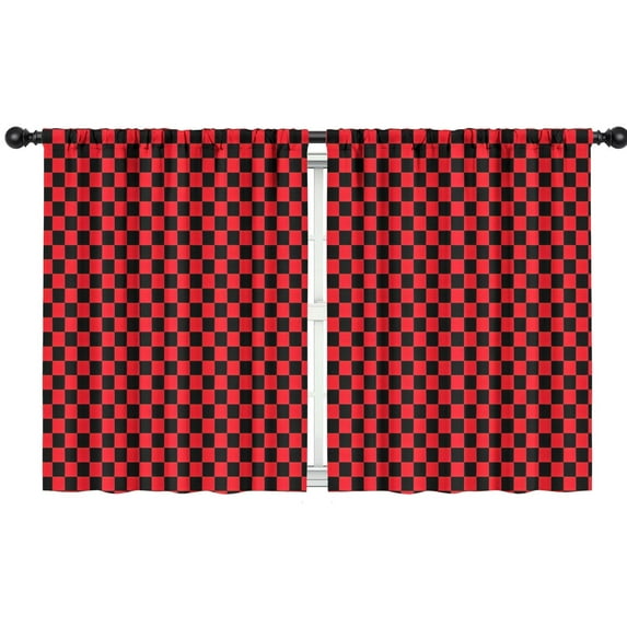 Blackout Kids Curtains,Red and Black Checkerboard Pattern Childrens ...