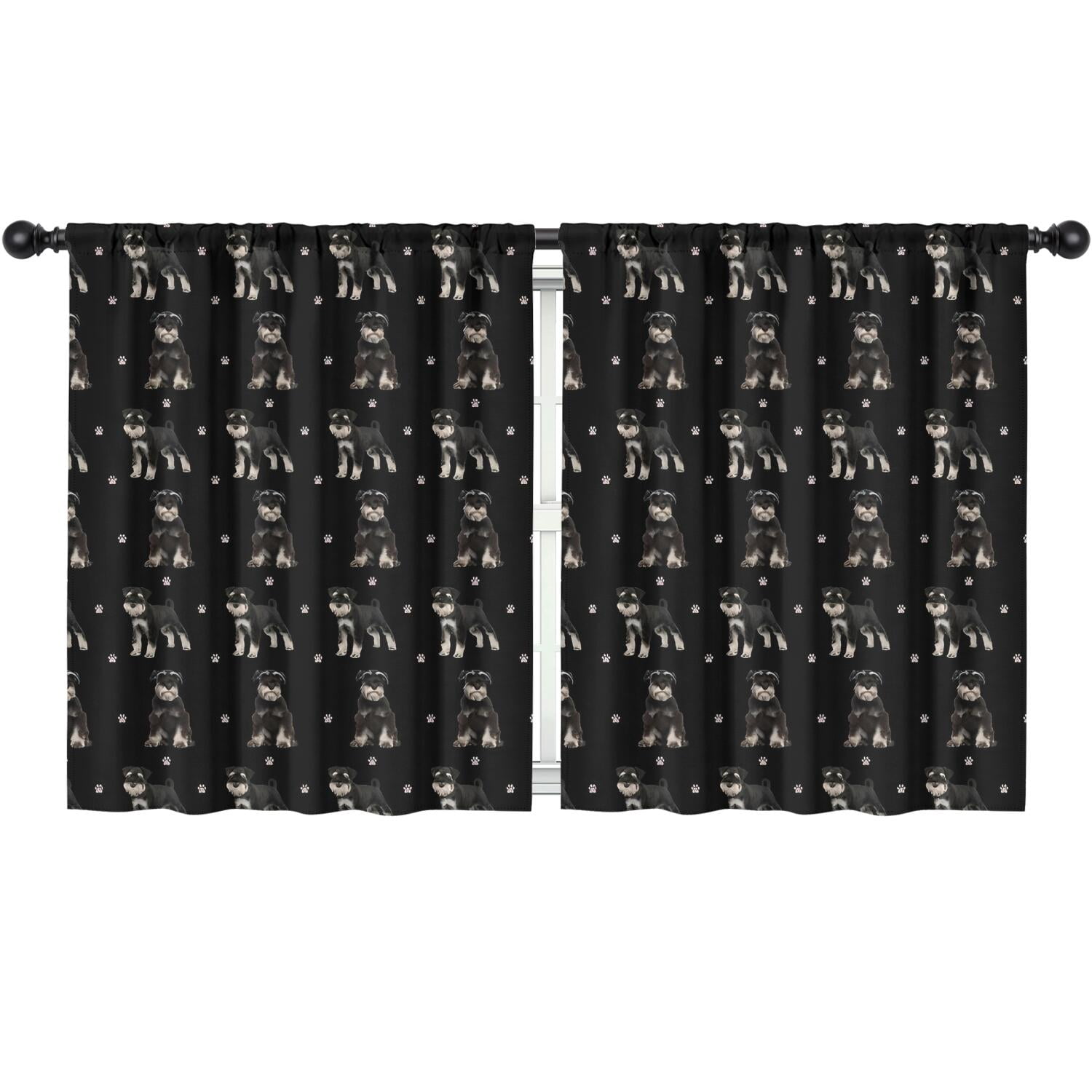 Blackout Kids Curtains,Schnauzer Dog Childrens Insulated Curtains Set ...