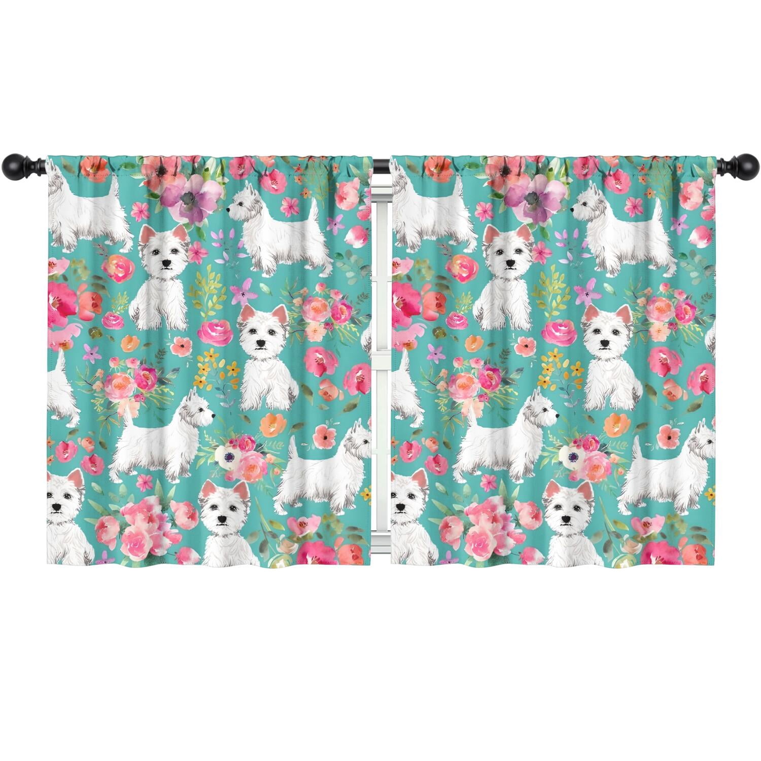 Blackout Kids Curtains,Schnauzer Dogs Childrens Insulated Curtains Set ...