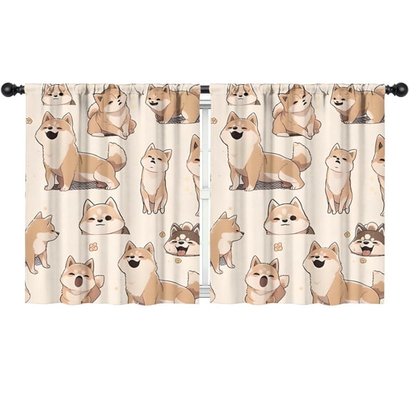 Blackout Kids Curtains,Shiba Inu Childrens Insulated Curtains Set Of 2 ...