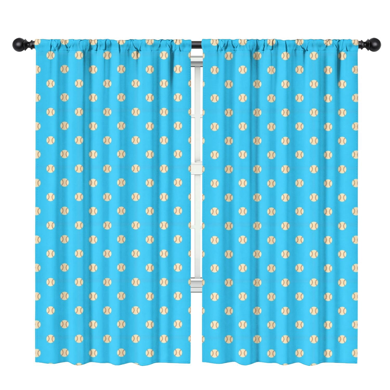 Blackout Kids Curtains,Softballs Light Blue Pattern Children's ...
