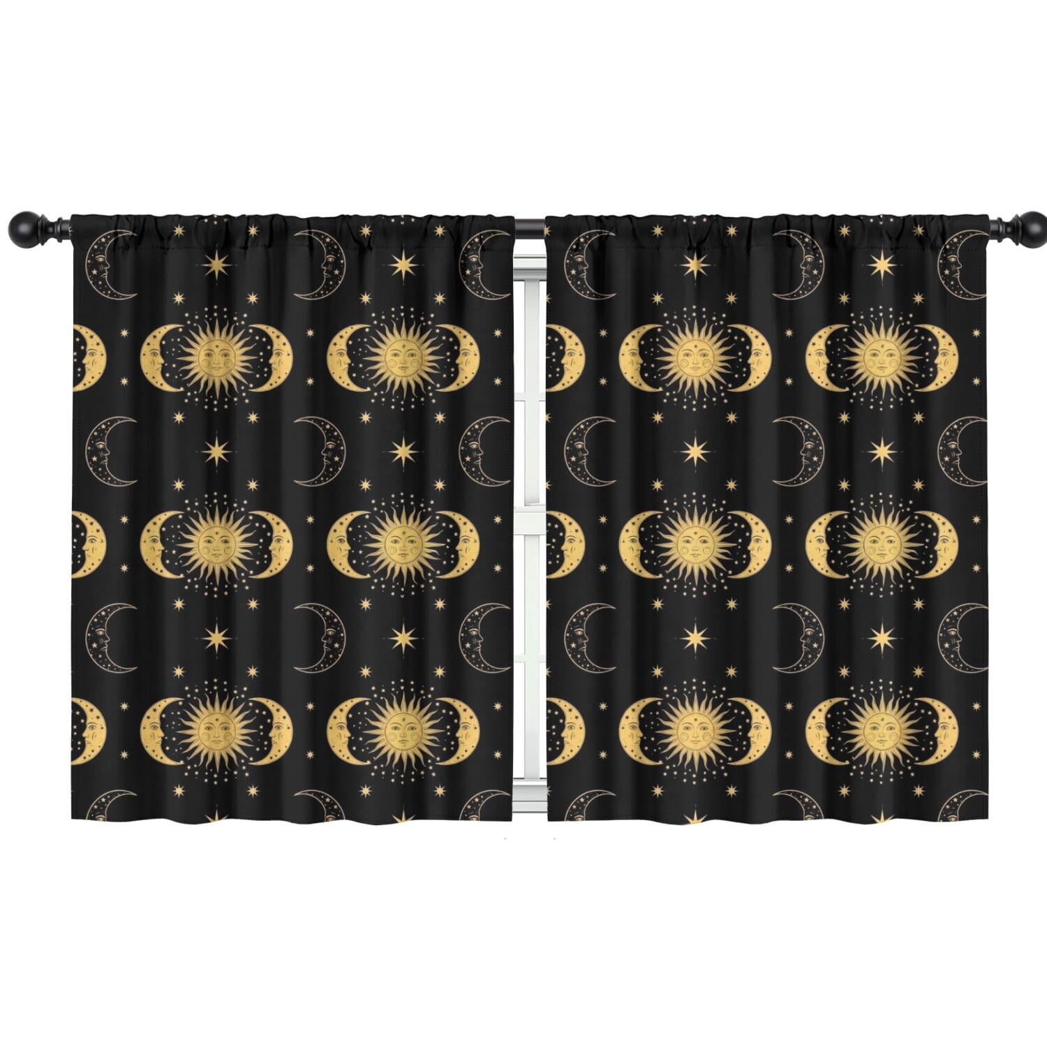 Blackout Kids Curtains,Sun and Moon Gothic Pattern Children's Insulated ...