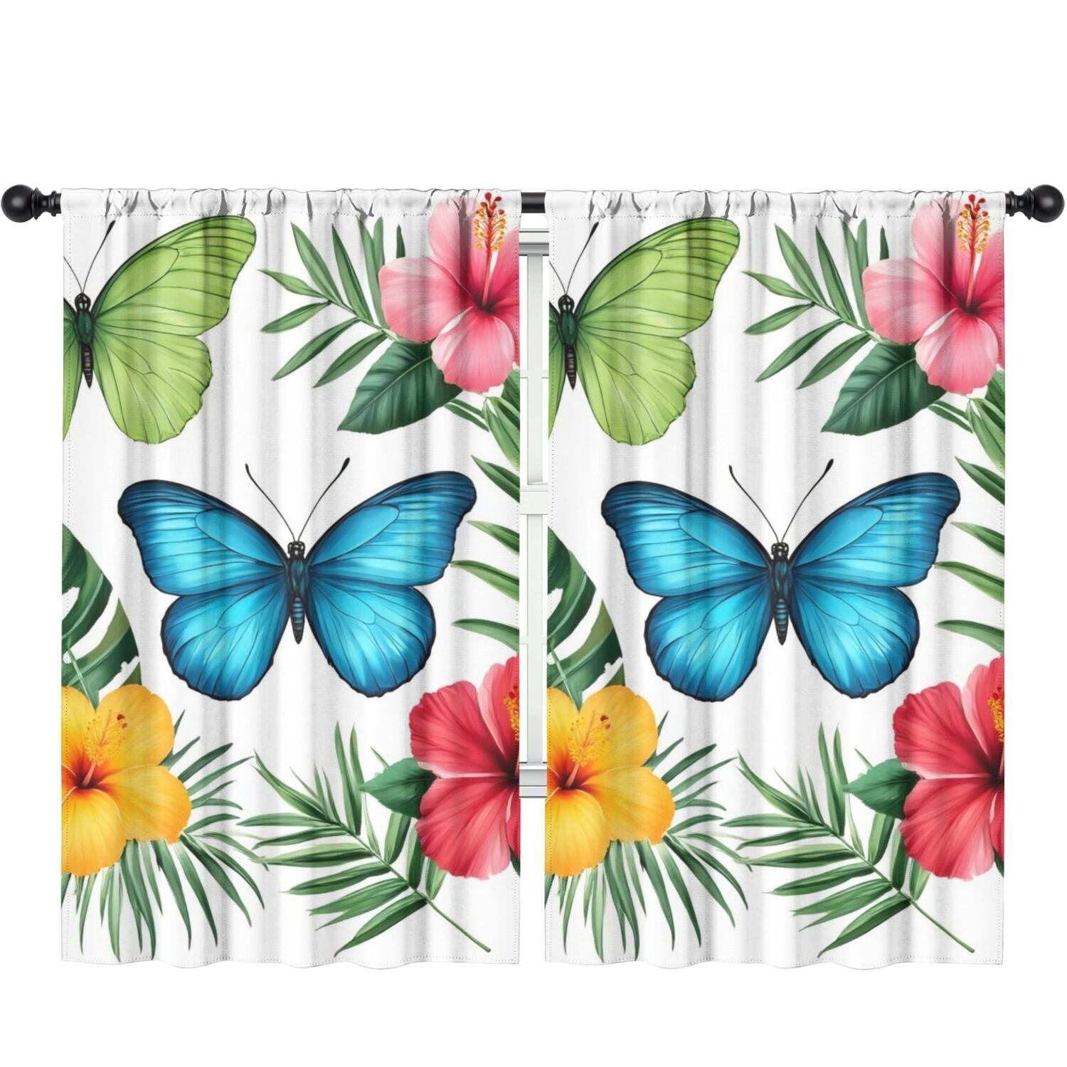 Blackout Kids Curtains,Tropical Palm Leaves with Butt Childrens ...