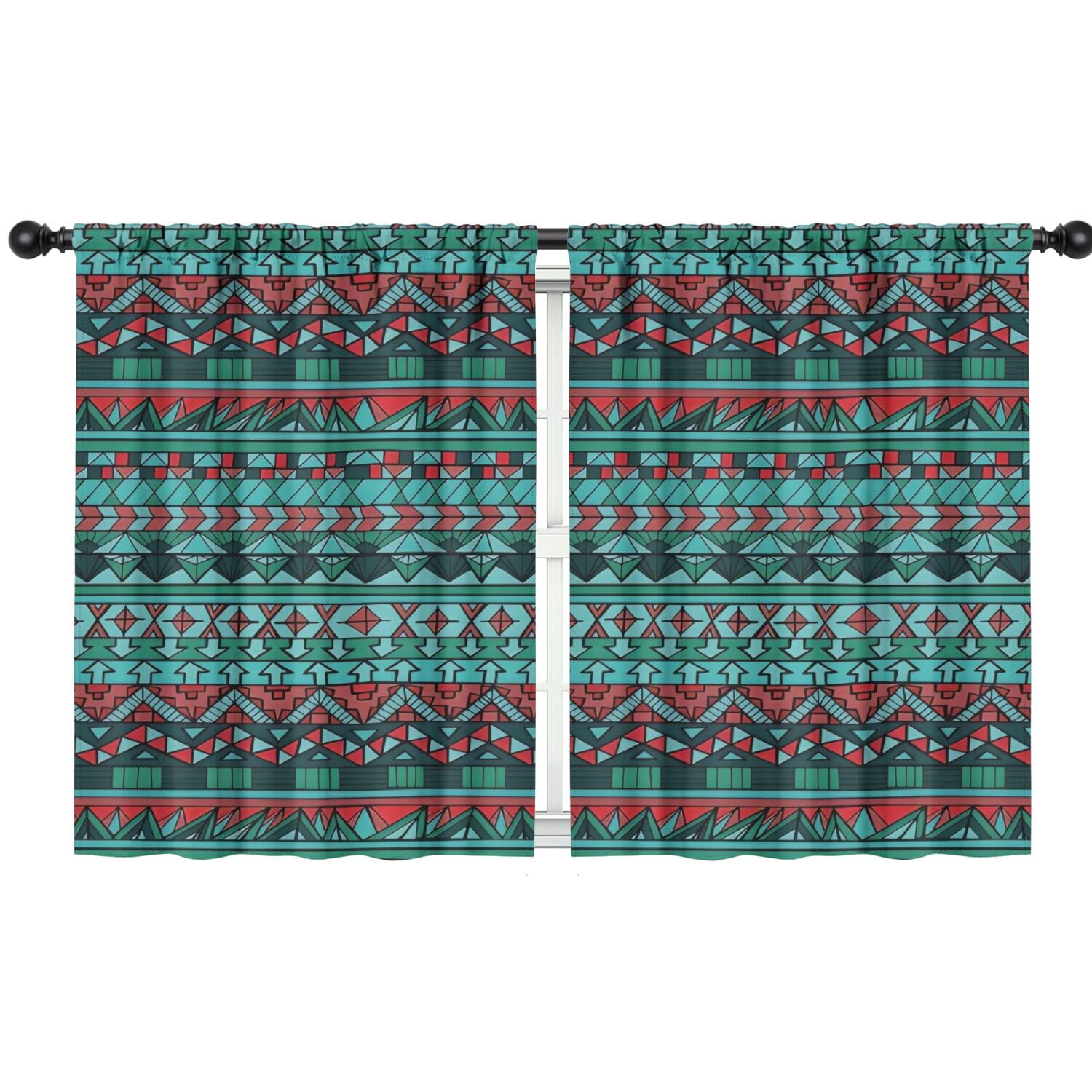 Blackout Kids Curtains,Turquoise Boho Tribal Triangles and Arrows ...