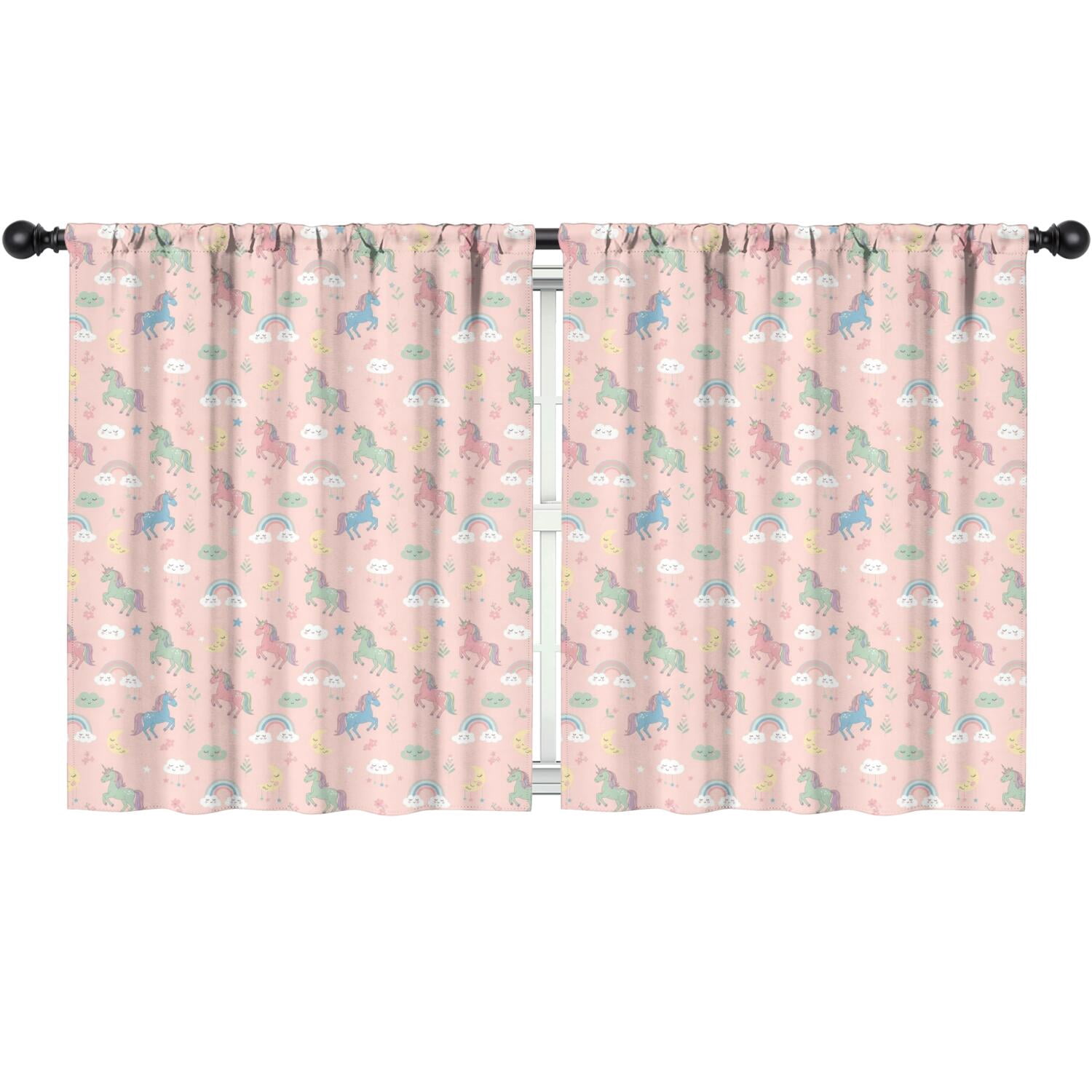 Blackout Kids Curtains,Unicorn and Moon Pink Pattern Children's ...