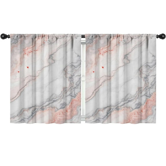 Blackout Kids Curtains,White Gray Red Marble Pattern Childrens ...