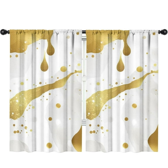 Blackout Kids Curtains,White Marble Gold Spot Pattern Childrens ...