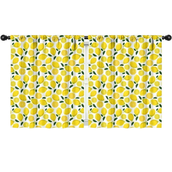 Blackout Kids Curtains,Yellow Lemon Fruit Slices White Pattern ...