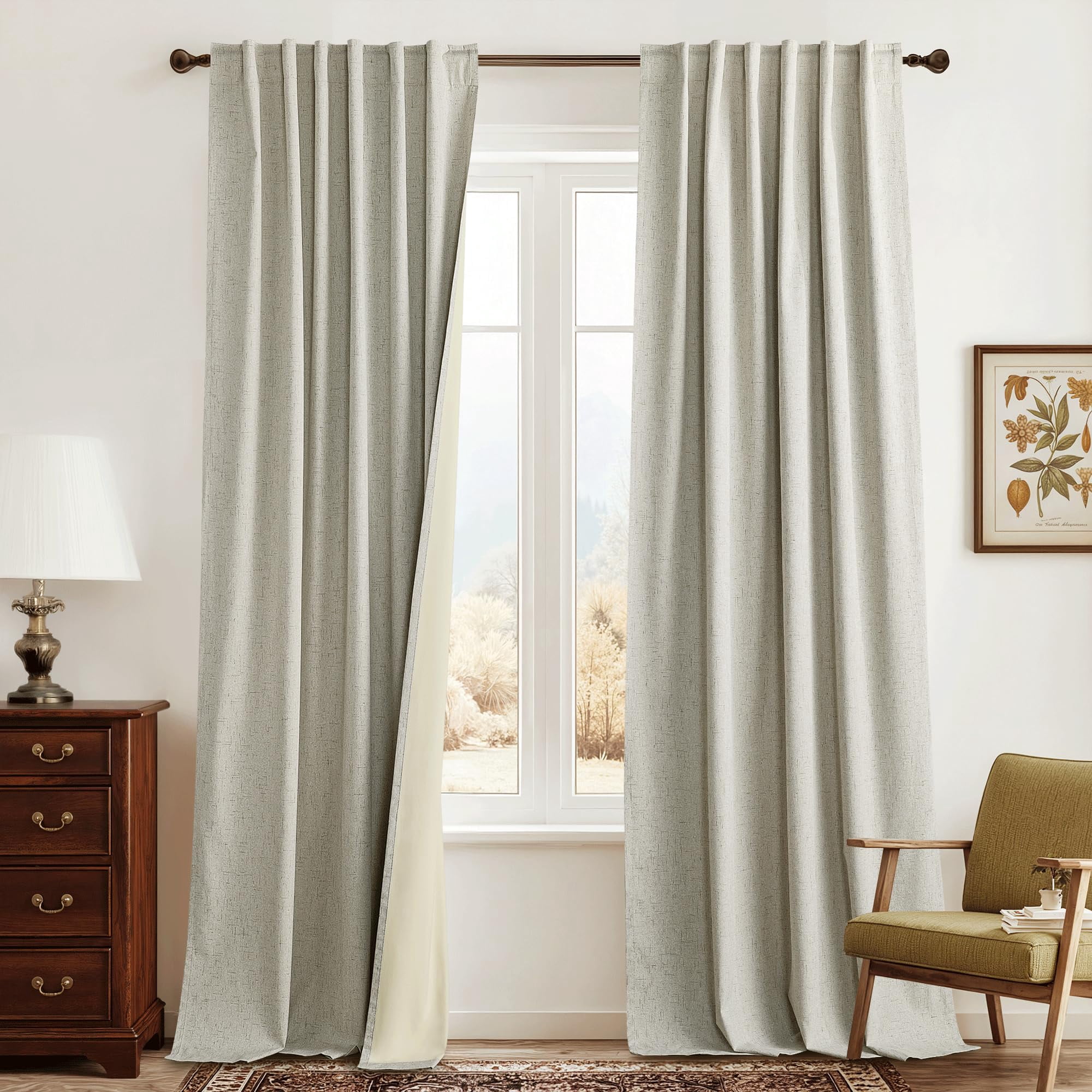 Blackout Linen Blend Curtains Z - Beige, 52"W x 96"L (Pack of 2) for ...