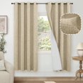 Blackout Living Room Curtains 72 Inch Long 2 Panels, Textured Faux ...