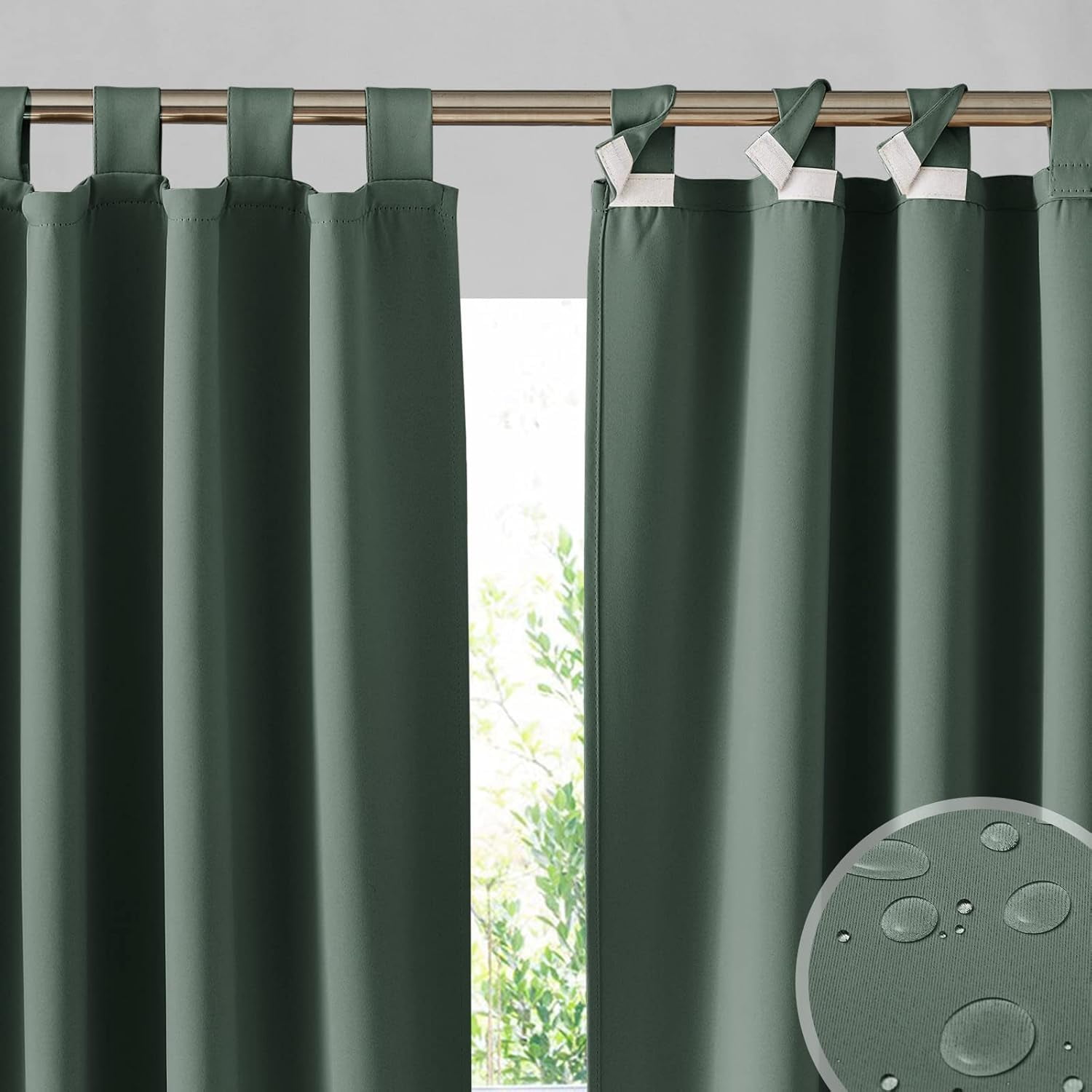 Blackout Outdoor Curtains 2 Panels - Detachable Sticky Top Outside ...