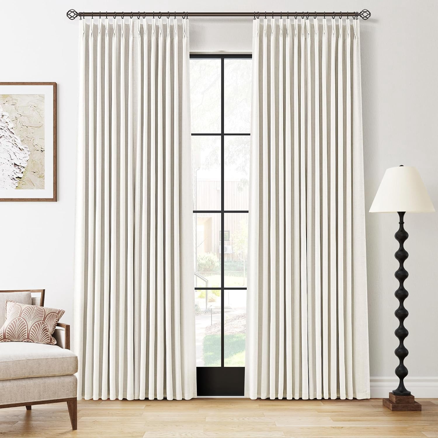 Blackout Pinch Pleat Linen Curtains 40