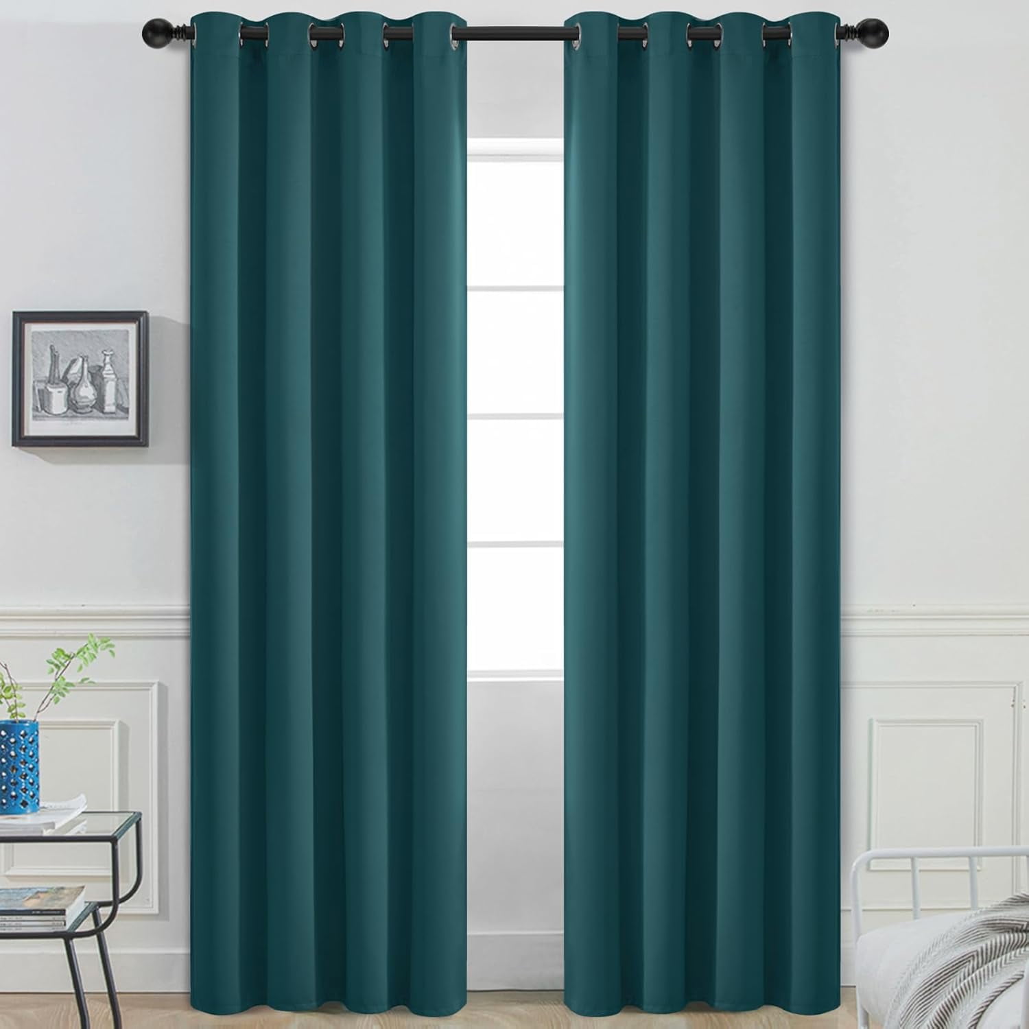 Blackout Room Darkening Thermal Insulated Aqua Curtains for Bed Room ...