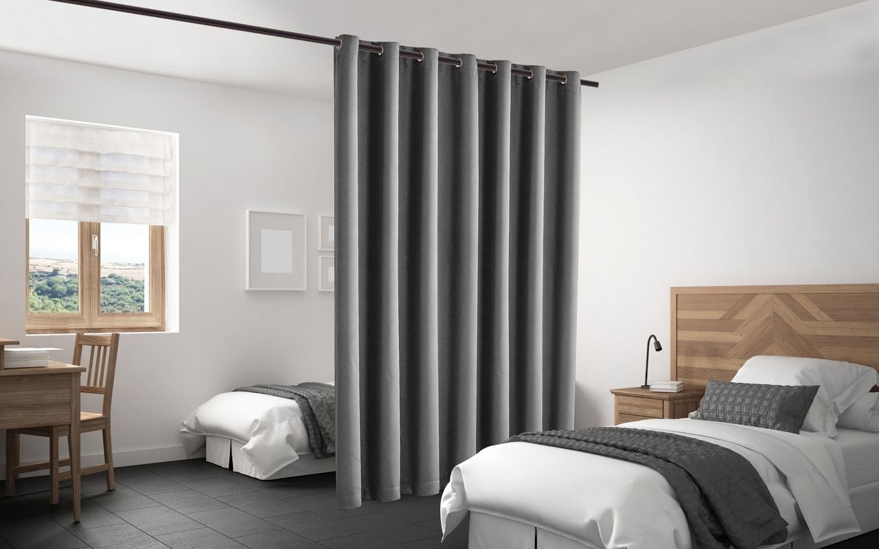 Blackout Room Separator Screen Curtain Panel, Heavyweight Fabric ...