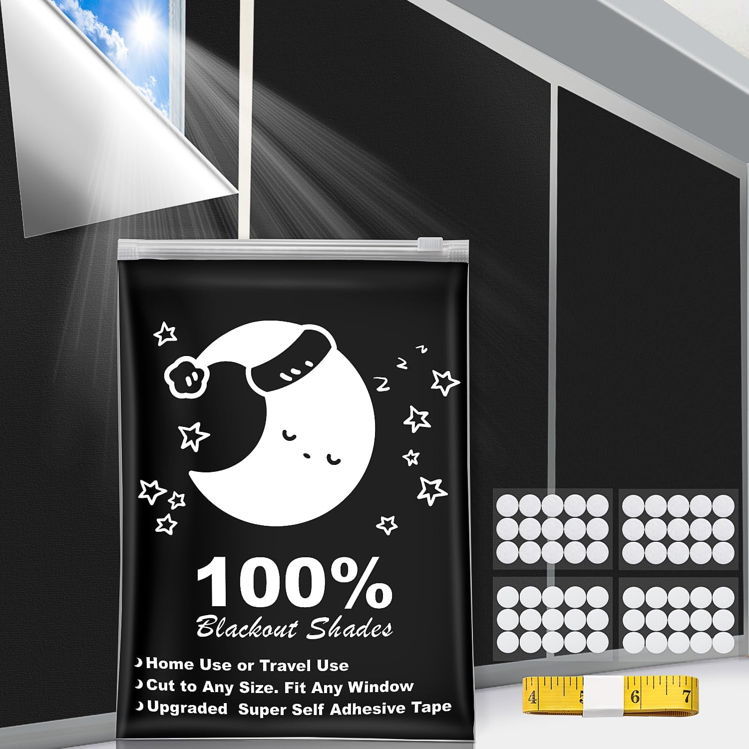 Blackout Shades, (157" x 57") Portable Blackout Curtains, 100% Blackout ...