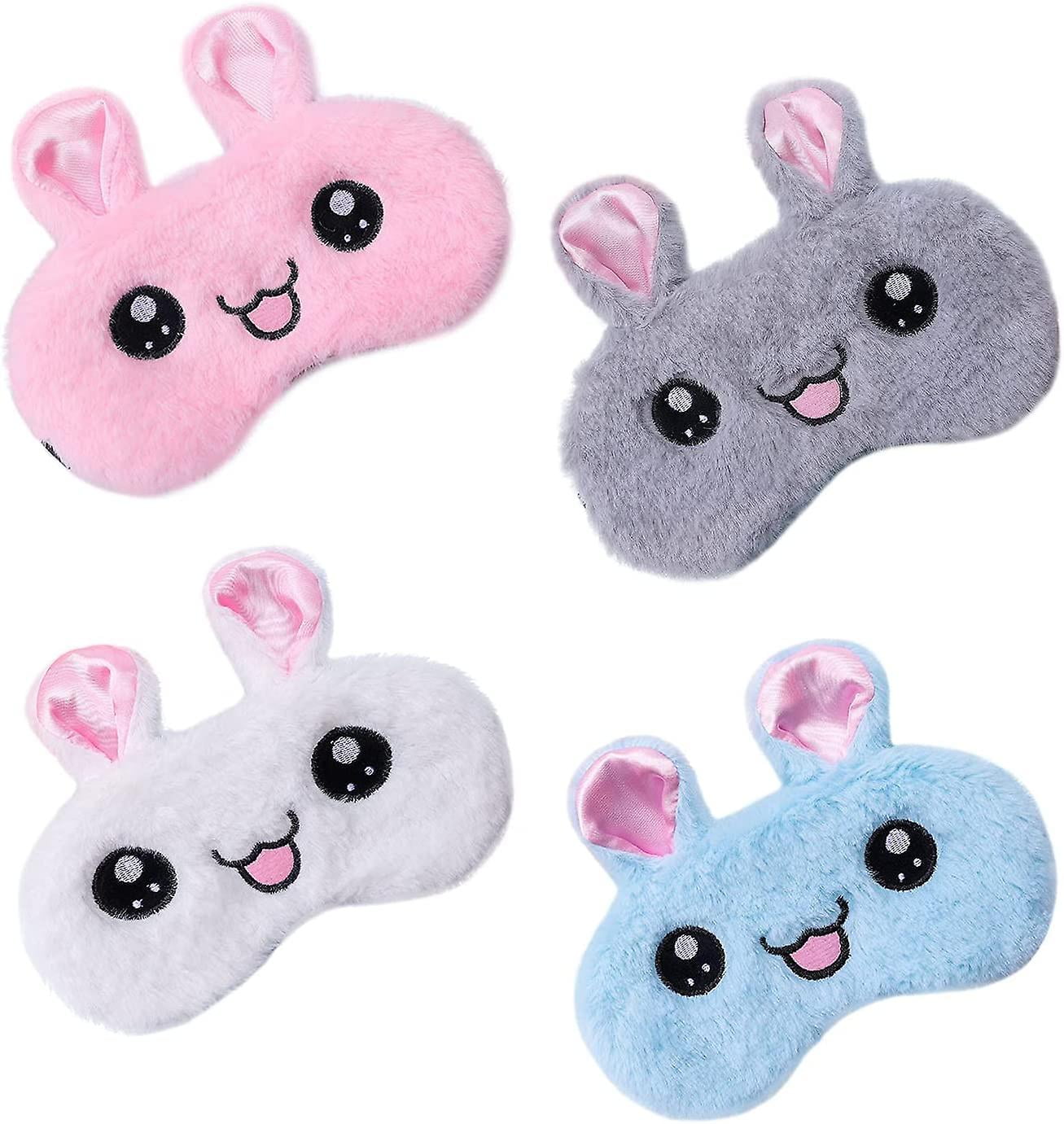 Blackout Sleep Eye Mask, Plush Cartoon Eye Mask Soft Fluffy Eyeshade ...