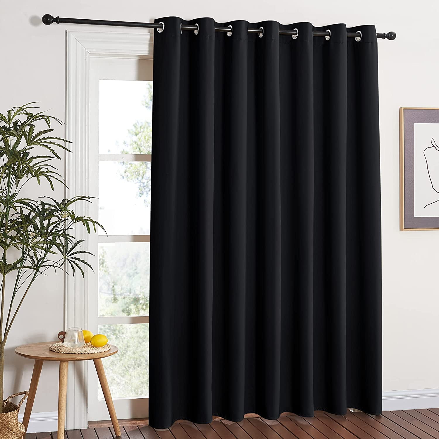 Blackout Sliding Glass Door Curtain for Living Room Extra Wide, Grommet ...