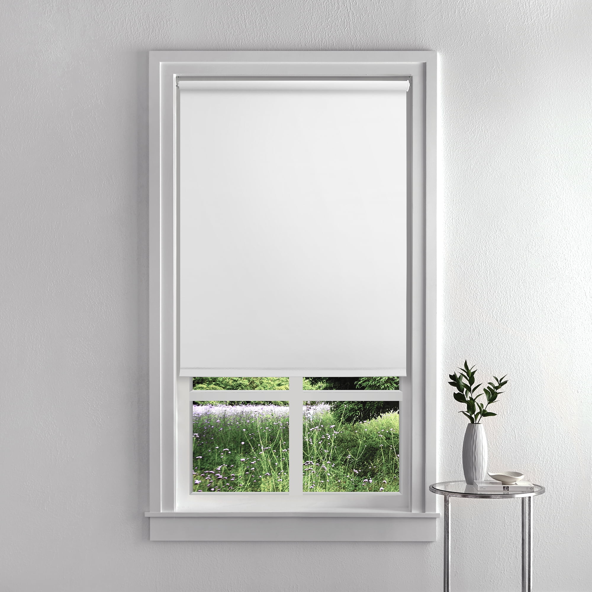 Mainstays Blackout Tear-to-Fit Roller Shade 37 1/4" x 72" White with ...