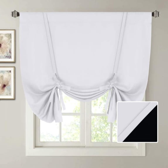 Blackout Tie Up Curtains for Thermal Insulated Black Lined Balloon ...