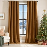 Blackout Velvet Gold Thermal Insulated Curtains 90 Inch Long Drapes for ...