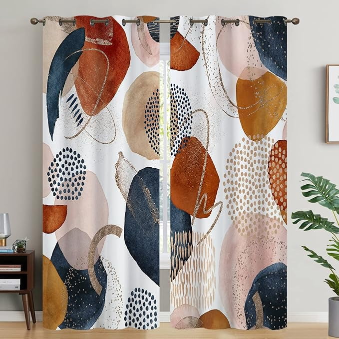 Blackout Window Curtain Modern Geometric Abstract Minimalist Art Drapes ...