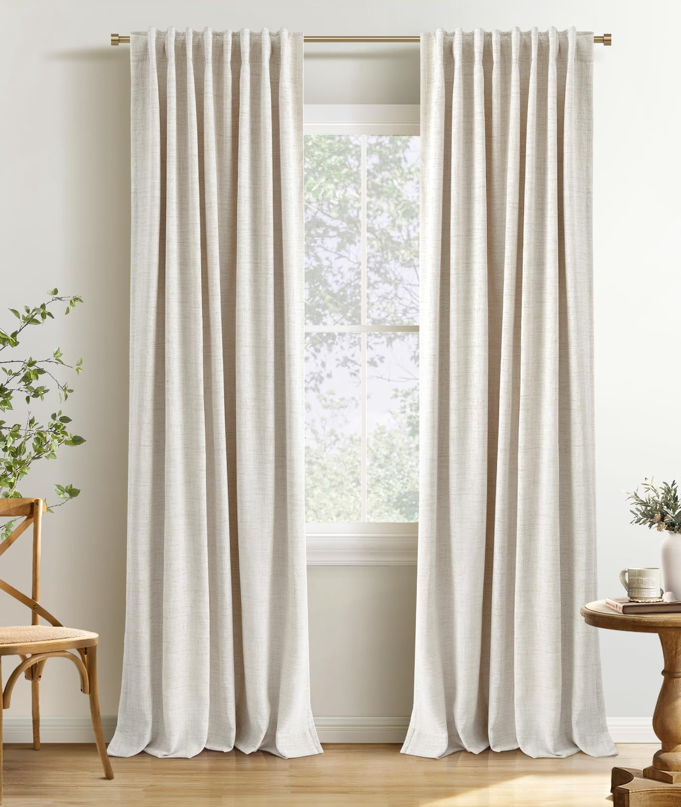 Blackout Window Curtains #01 Cream, 50"W x 72"L (Pack of 2) Linen ...