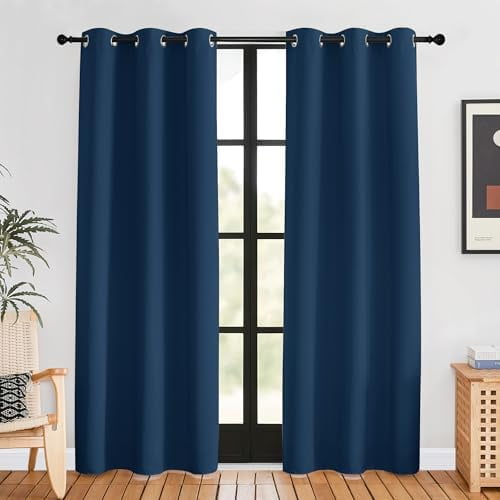 Blackout Window Curtains 80 inch Long, 2 Panels, 34 inch, Moroccan Blue ...