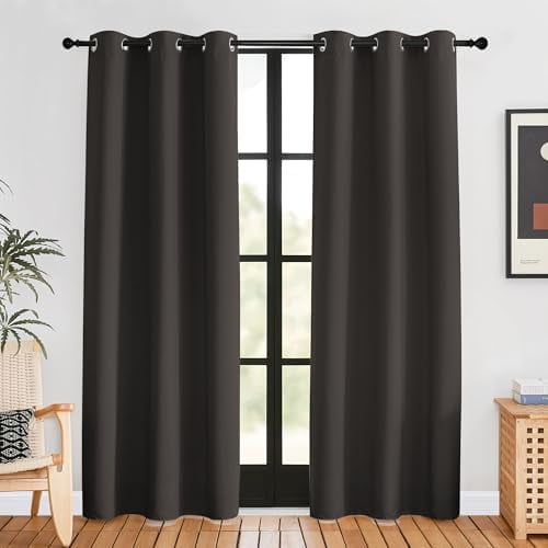 Blackout Window Curtains 80 inch Long, 2 Panels, 34 inch, Toffee Brown ...