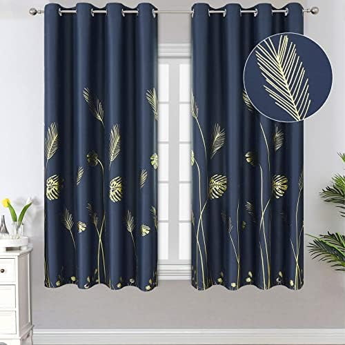 Blackout Window Curtains Gold Leaf and Wheat Print Grommet Blackout ...