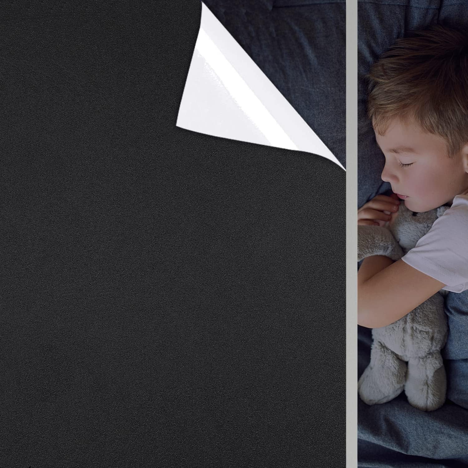 Blackout Window Film, 100% Light Blocking Non-Adhesive No Residue ...